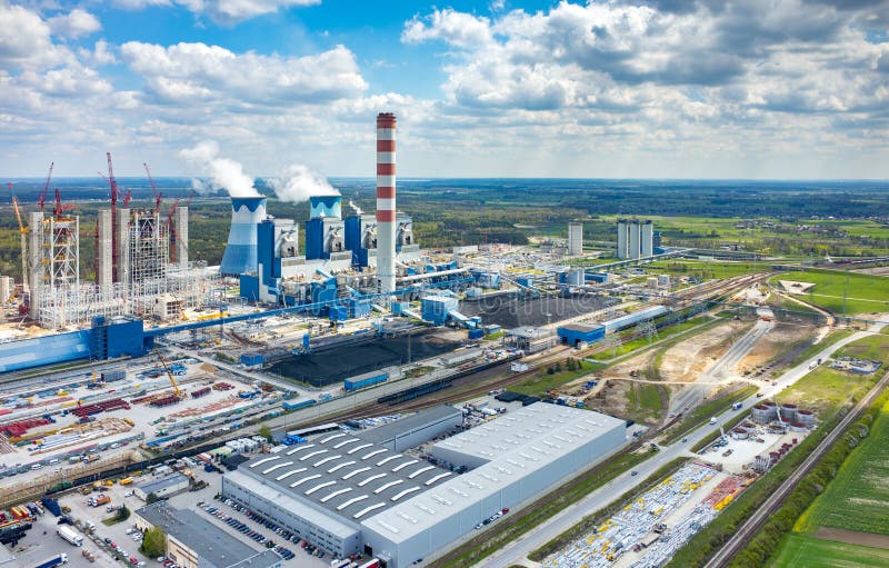 Construction Site of the New Modern Power Station Aerial View Stock ...