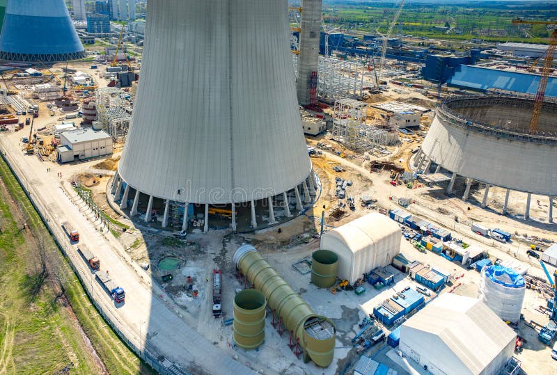 Construction Site of the New Modern Power Station Aerial View Stock ...