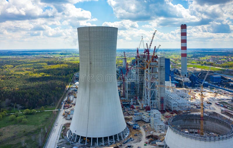 Construction Site of the New Modern Power Station Aerial View Stock ...