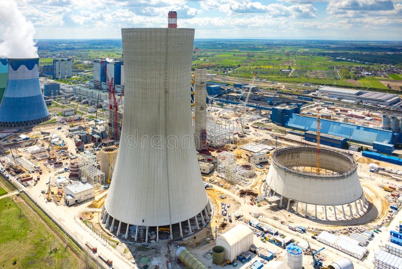 Construction Site of the New Modern Power Station Aerial View Stock ...