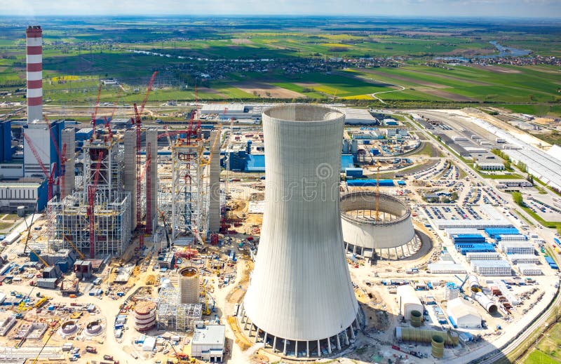 Construction Site of the New Modern Power Station Aerial View Stock ...