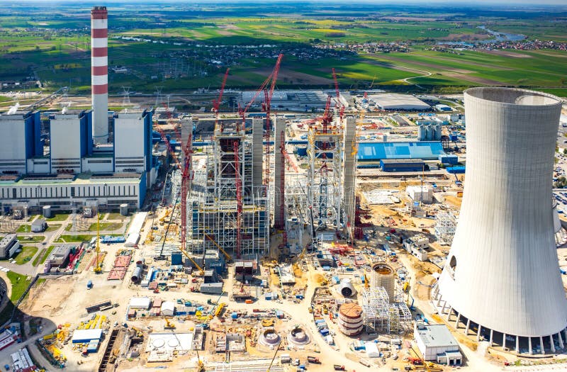 Construction Site of the New Modern Power Station Aerial View Stock ...