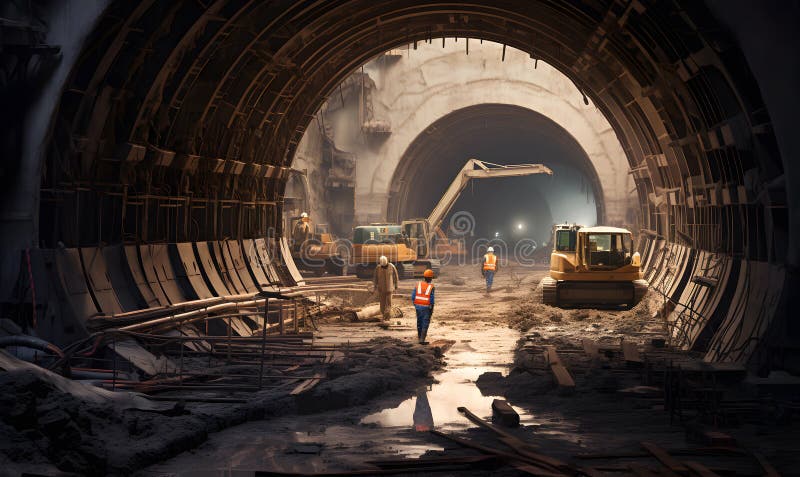 Construction Site of a New Underground Tunnel. Construction of a Metro ...