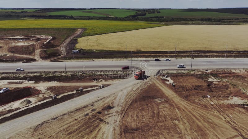 Massive Construction Site Next To Developing Road Building Stock ...