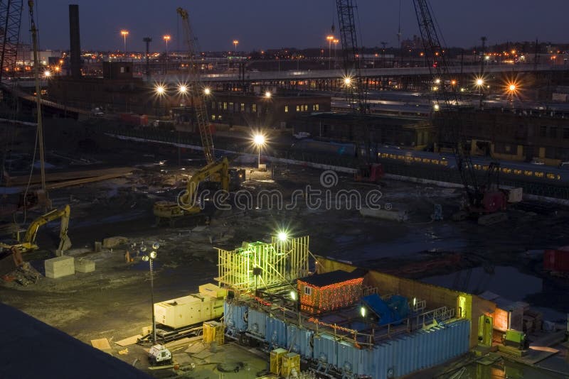 Construction site at night stock photo. Image of darkness - 1720388