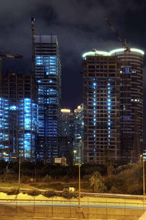 Construction site by night stock image. Image of steel - 5675777