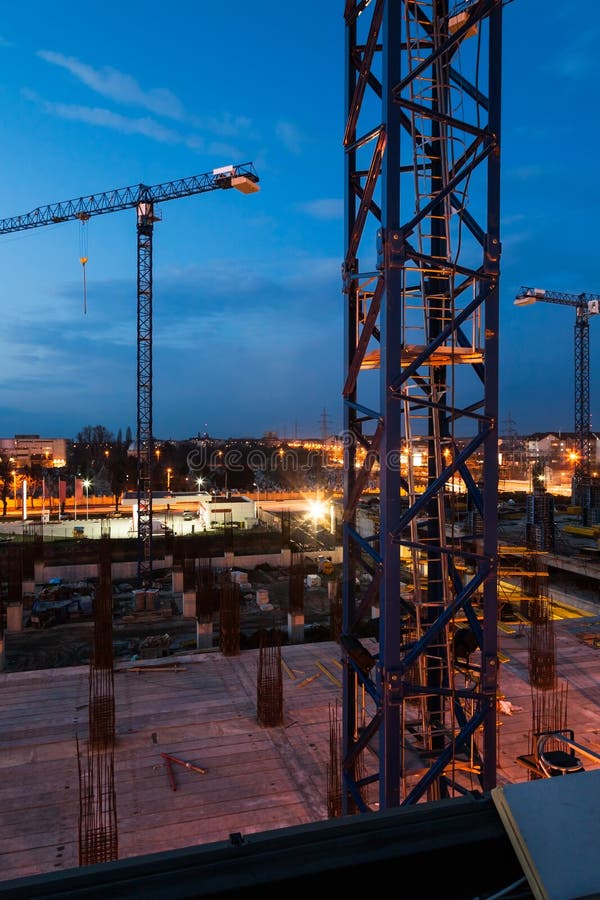 Construction site by night stock image. Image of high - 36578489