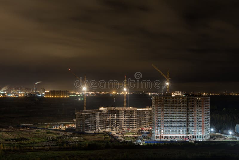 Construction site at night stock photo. Image of dark - 101074536