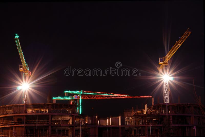 Construction site at night stock photo. Image of growth - 34725748