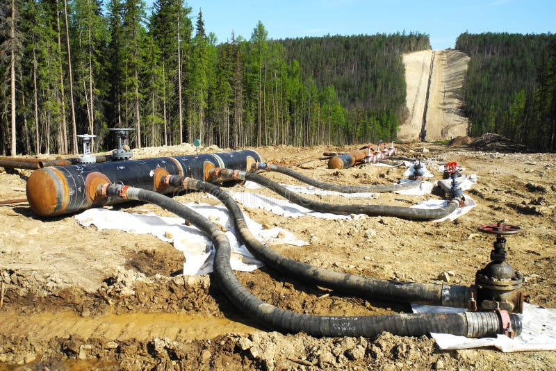 Construction Site of Oil Pipeline Stock Photo - Image of chemical ...