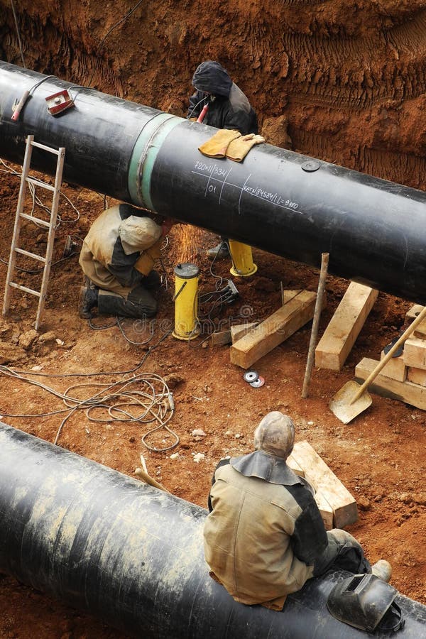 Construction Site of Oil Pipeline Stock Photo - Image of piping ...