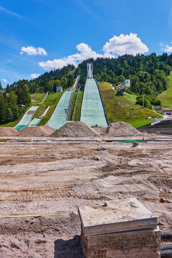 Construction Site in the Olympic Stadium with the Ski Jumps in the ...