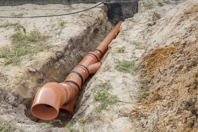 Construction Site - Orange Waste Pipe Stock Image - Image of outdoor ...
