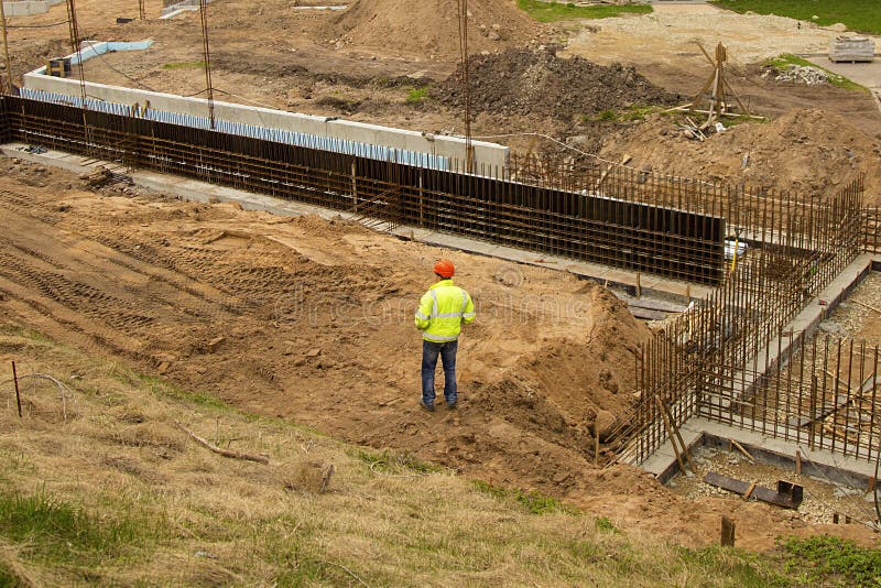 Construction site outdoor editorial stock photo. Image of land - 178145563