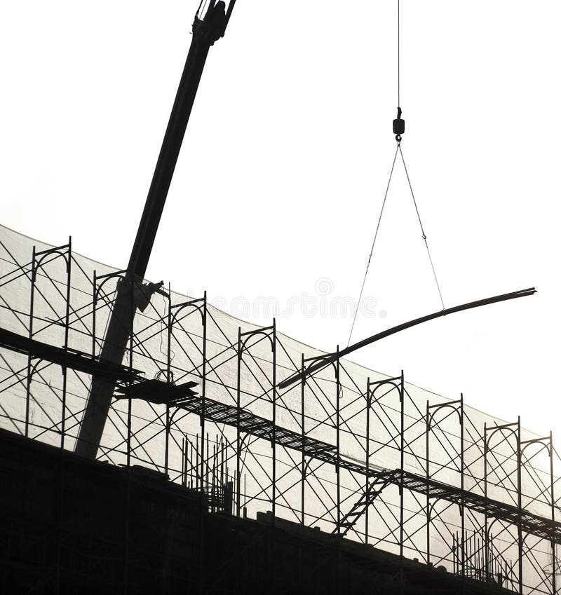 Construction Site in Outline Stock Image - Image of ladder, scaffolding ...