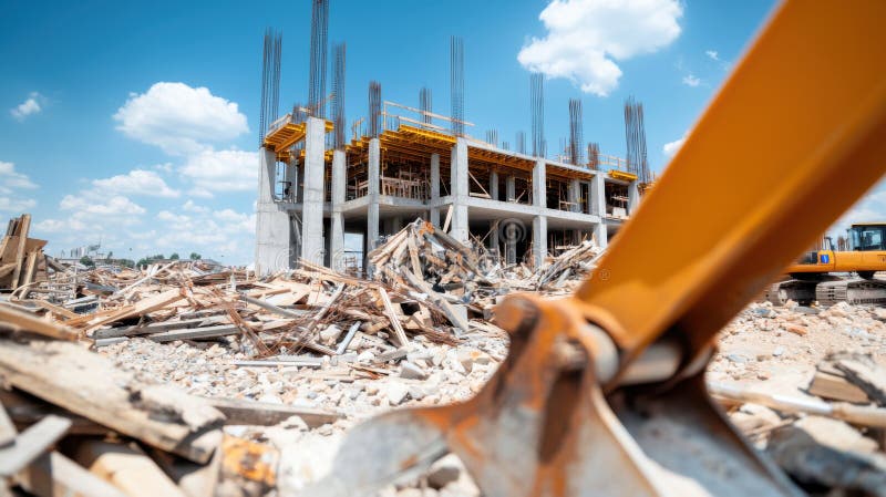 Orphan Waste Concept. Construction Site with Partially Built Concrete ...