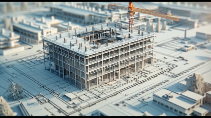 A Construction Site with a Partially Built Structure, Surrounded by ...