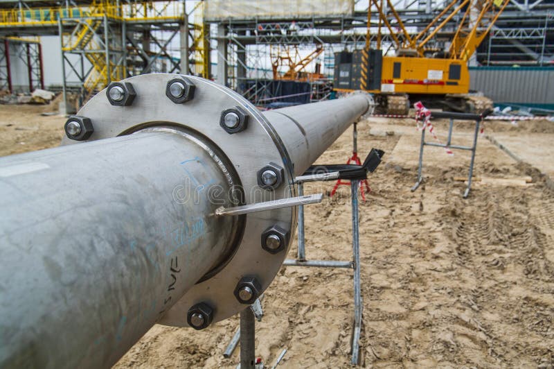 Connecting Pipelines Of The Gas System For Nitrogen Cylinders. Stock ...