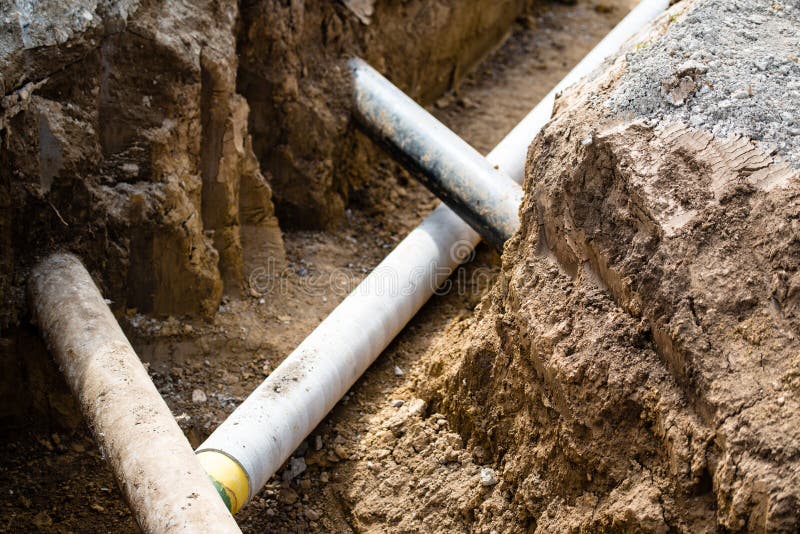 Concrete Drainage Pipe and Manhole Under Construction Stock Photo ...