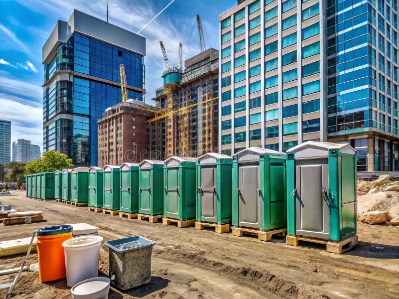 Construction Site Portable Toilet Placement Ensuring Social Distancing ...