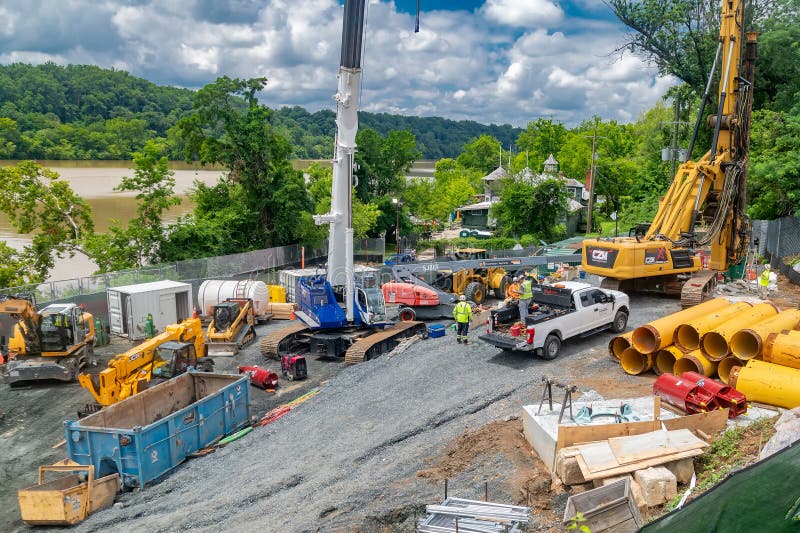 Construction Site by the Potomac River in Georgetown.Urban Development ...