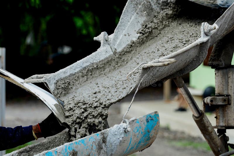 Construction Site Pouring Concrete Stock Photo - Image of mortar ...