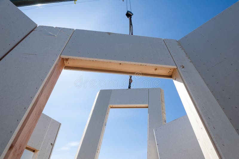 Construction Site of a Prefabricated House Building. Civil Engineering ...