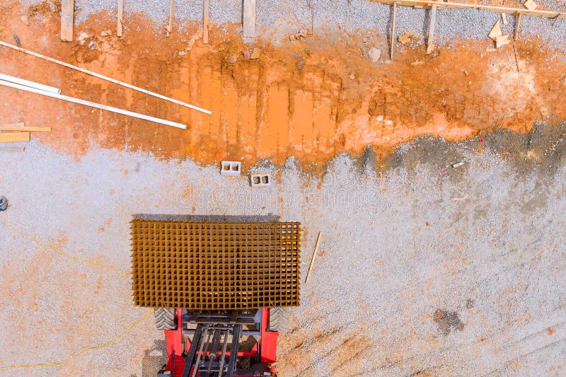 Construction Site in Progress with Heavy Machinery Metal Mesh Materials ...