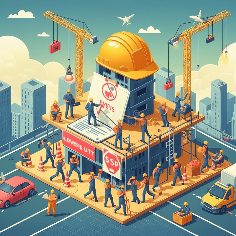 Construction Site in Progress in a Minimalist and Stylised ...