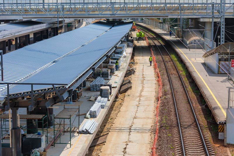 Construction Site of a Railway Station. Stock Photo - Image of ...