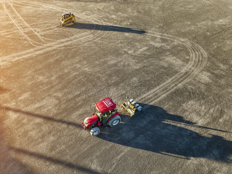 Construction Site Tractor during Sunrise Editorial Stock Image - Image ...