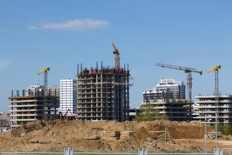 Construction Site. Reinforced Concrete Frames of Multi-storey Buildings ...