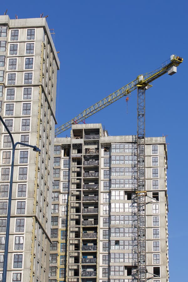 Construction Site. Reinforced Concrete Frames of Multi-storey Buildings ...