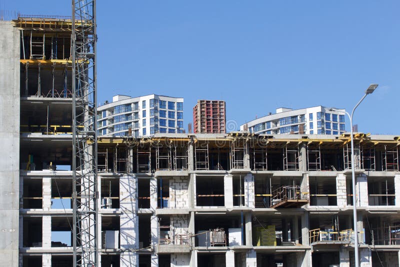 Construction Site. Reinforced Concrete Frames of Multi-storey Buildings ...
