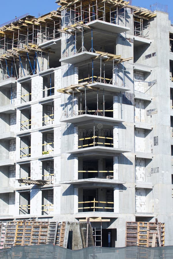 Construction Site. Reinforced Concrete Frames of Multi-storey Buildings ...