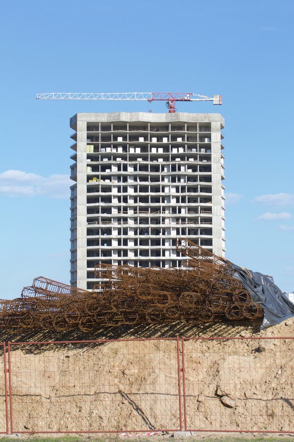 Construction Site. Reinforced Concrete Frames of Multi-storey Buildings ...
