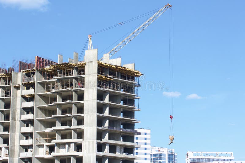 Construction Site. Reinforced Concrete Frames of Multi-storey Buildings ...