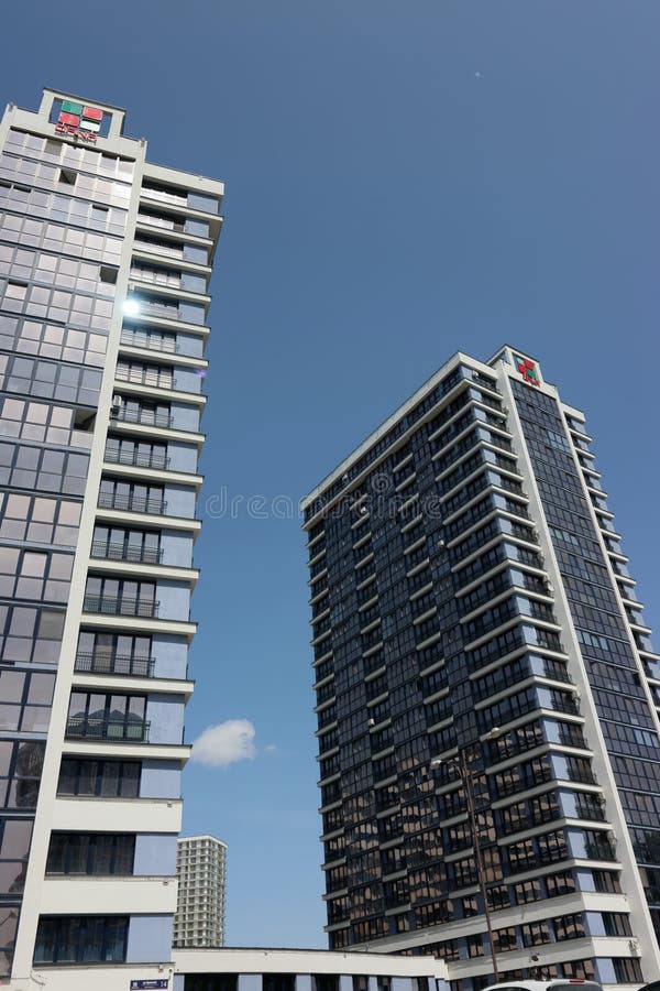 Construction Site. Reinforced Concrete Frames of Multi-storey Buildings ...