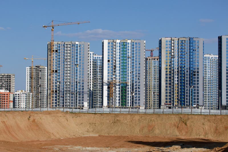 Construction Site. Reinforced Concrete Frames of Multi-storey Buildings ...