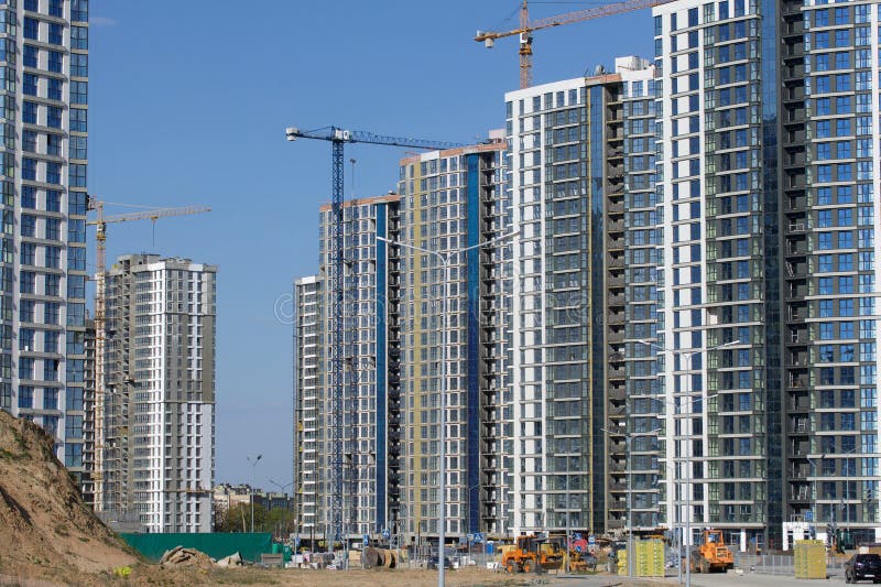 Construction Site. Reinforced Concrete Frames of Multi-storey Buildings ...