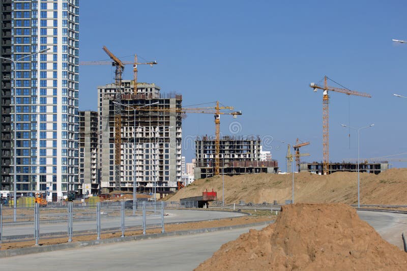 Construction Site. Reinforced Concrete Frames of Multi-storey Buildings ...