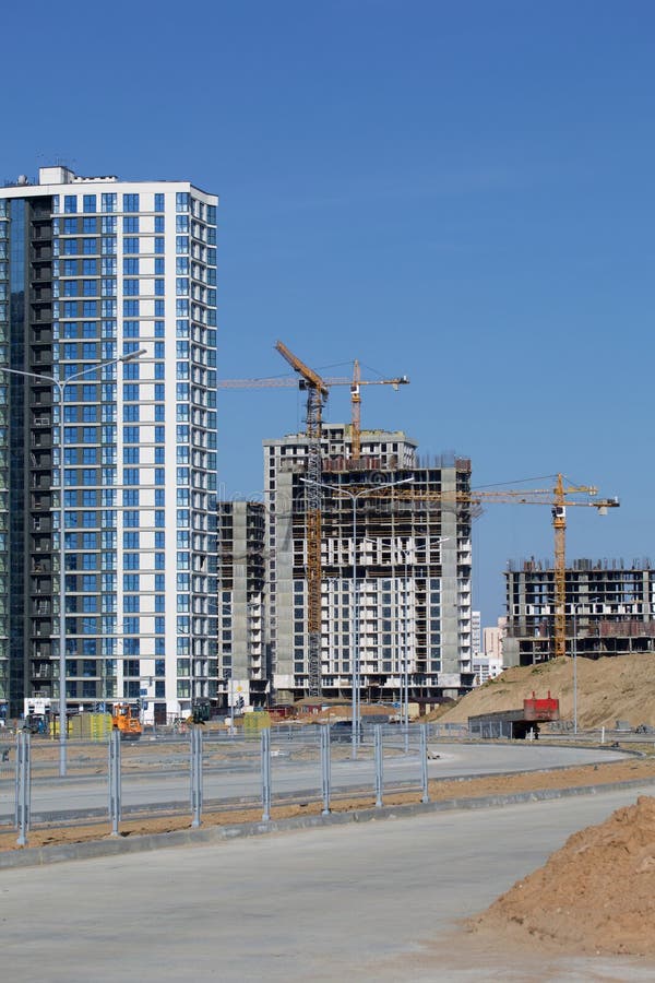 Construction Site. Reinforced Concrete Frames of Multi-storey Buildings ...
