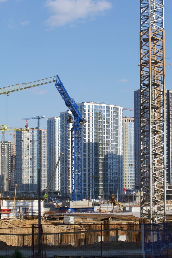 Construction Site. Reinforced Concrete Frames of Multi-storey Buildings ...