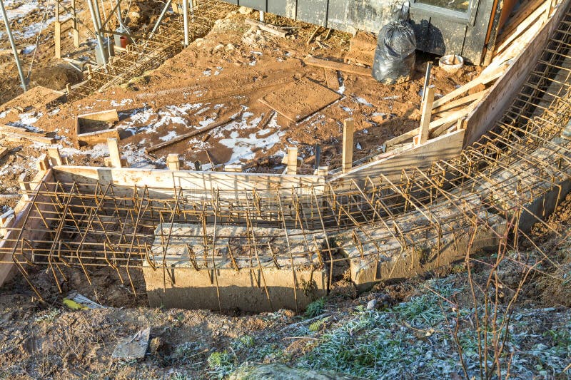 Construction Site Reinforcement of Concrete Blocks with Metal Stock ...