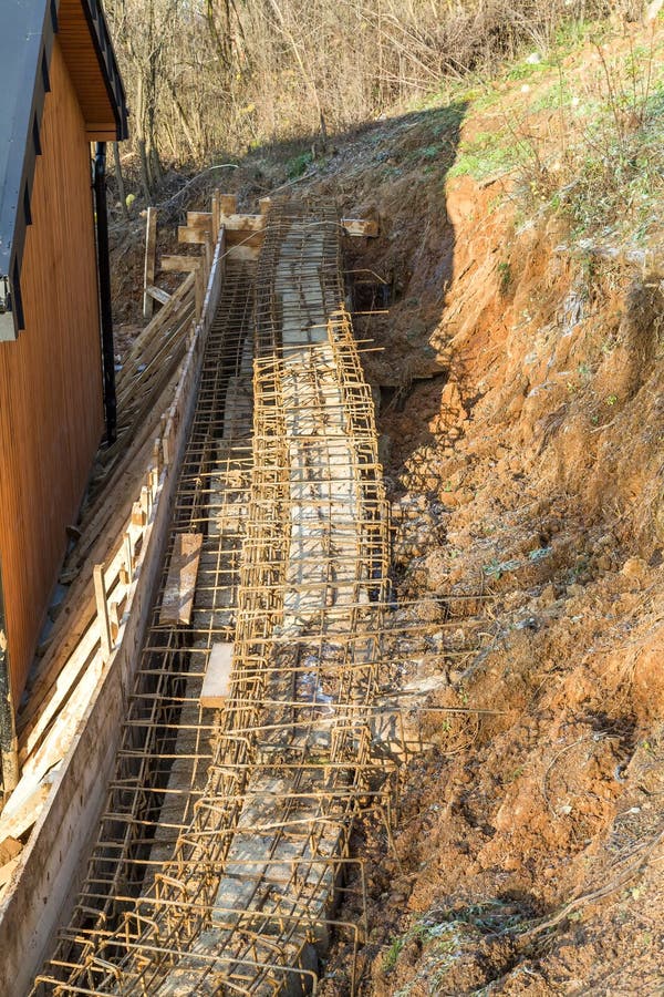 Construction Site Reinforcement of Concrete Blocks with Metal Stock ...