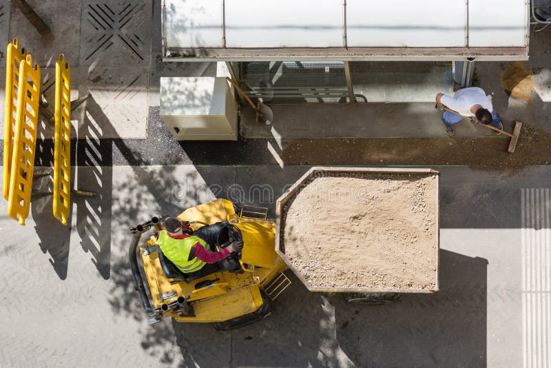 Construction Site at a Road in Summer. Aerial View Stock Image - Image ...
