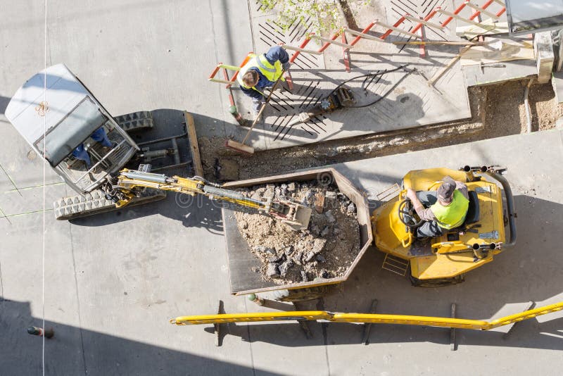 Construction Site at a Road in Summer. Aerial View Stock Photo - Image ...