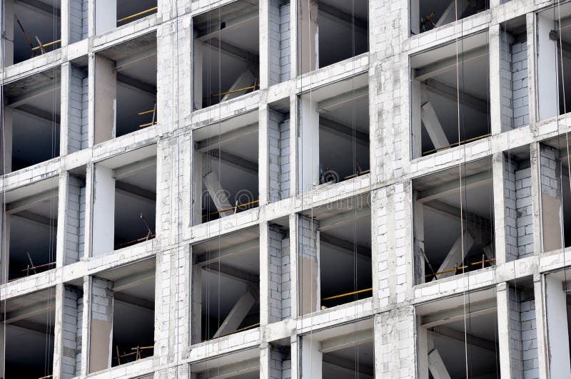 Real Estate Construction Site of Rough Building Under Construction with ...