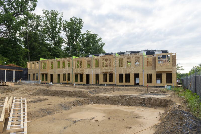 Construction Site with Row-style Housing Under Development. Stock Photo ...