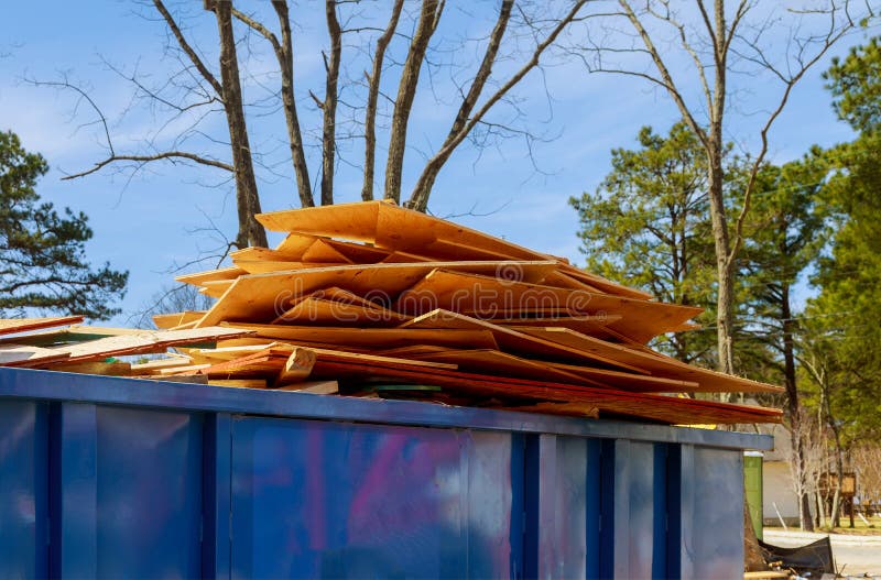 Construction Site a Rubbish Removal Metal Container on Recycle Garbage ...